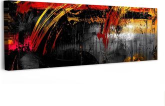 MuchoWow &copy; Bilder Gro&szlig; 120x40 cm Wohnzimmer Deko Modern Wandbild XXL Kunstdruck auf Leinwand Bild Schlafzimmer &uuml;ber Bett Room Decor Geschenke Kunst - Schwarz -