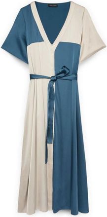 Fiorella Rubino Femme, Robes, Bleu, Taille: 48 FR Robe en satin extensible avec ceinture