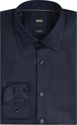 HUGO BOSS Unifarbenes Hemd aus Baumwolle mit Kentkragen, Regular Fit in