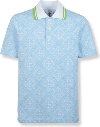 Casablanca Homme, Tops, Bleu, Taille: S Polo Jacquard &agrave; Manches Courtes