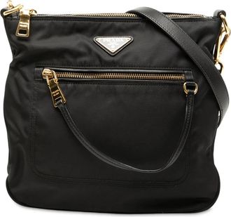 Prada Hobo Bags - Tessuto Zip Top Crossbody - Gr. unisize - in Schwarz - für Damen