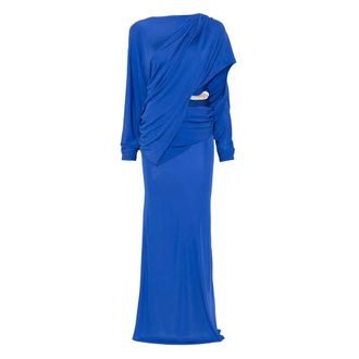 CHRISTOPHER ESBER Blaues Drapiertes Asymmetrisches Saumkleid - - Dresses - Damen - Blau - 2XS