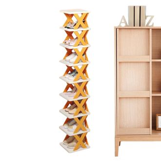 Generico Hohes und schmales Schuhregal - Faltbarer Schuhregal mit mehreren Ebenen | multifunktionales Schuhregal f&uuml;r Flur, Bad, Schrank, kleine Wohnung, Wohnmo