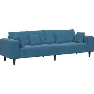 vidaXL Samt Sofa mit Kissen Blau 208 cm Samt Vidaxl