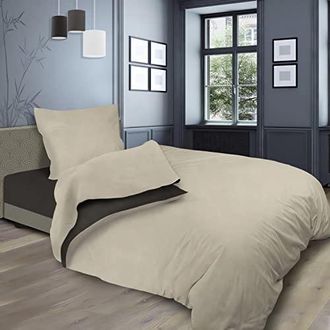 Soleil d'Ocre Verzierungen von zündete, Baumwolle, Lin/Taupe, 180 x 290 cm