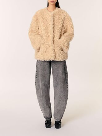 Maje Manteau Court En Fausse Fourrure - Beige - Taille 40 - Maje