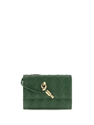 Bottega Veneta Womens Card Holder Knot Brass Basil-Muse Lamb Leather Wallets & Purses