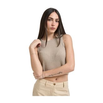 Patrizia Pepe Femme, Tops, Beige, Taille: 36 FR Top Tricot Sans Manches