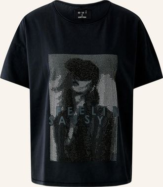 Oui T-Shirt Mit Schmucksteinen schwarz