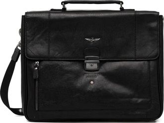 Aeronautica buckle-fastening briefcase - Schwarz