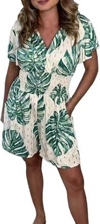 Generic Barboteuse pour femmes 2026 combinaison d&eacute;t&eacute; boh&egrave;me short combinaison short combinaisons avec manches petite grenouill&egrave;re d&eacute;t&eacute; col en V combinaison to