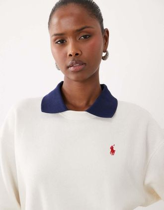 Polo Ralph Lauren sweat-shirt &agrave; col contrastant blanc