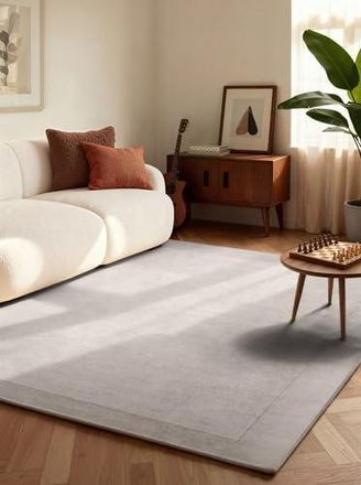 Villeroy & Boch Wollteppich Kari - Weicher Natur Wohnzimmerteppich mit Bord&uuml;re, Handgemacht & Nat&uuml;rlich, Modernes Design f&uuml;r Wohnzimmer, Schlafzimmer, Esszimmer, Flur