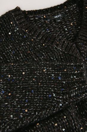 Next V-Ausschnitt-Pullover Grobstrickpullover mit Pailletten und V-Ausschnitt (1-tlg)