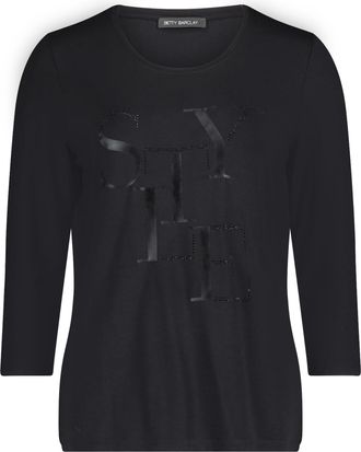 Betty Barclay Damen Basic Shirt mit Placement 36, Schwarz