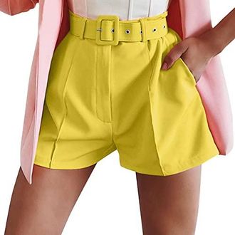 Generic Vestes 2026 pour femmes, 2 pi&egrave;ces, veste l&eacute;g&egrave;re, l&eacute;g&egrave;re, mince, pantalon daffaires + ceinture, jaune, XL