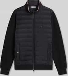 Tommy Hilfiger Regular Fit Strickjacke mit Steppeinsatz aus Baumwoll-Mix