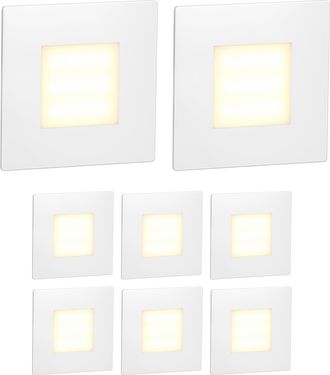 LEDs Com 8 Stück LED Treppenlicht/Wandeinbauleuchte FEX für innen und außen, eckig, 85 x 85mm, warmweiß