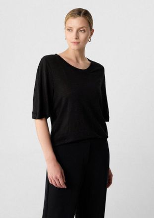 Comma Kurzarmshirt T-Shirt Lockeres T-Shirt aus Leinen