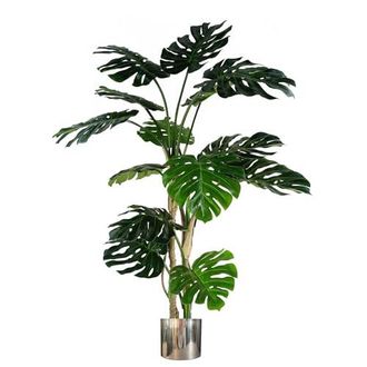 Leaf Künstliche Monstera-Pflanze mit Metall-Pflanzgefäßen, grün, 150 cm