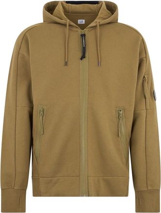 C.P. Company C.p. Company, Homme, Sweatshirts et sweats &agrave; capuche, Brun, Taille: XL SweaT-shirt &agrave; capuche en molleton gratt&eacute; en diagonale