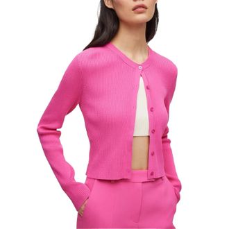 HUGO BOSS Fahara Strickjacke f&uuml;r Damen (Pink Mischung)