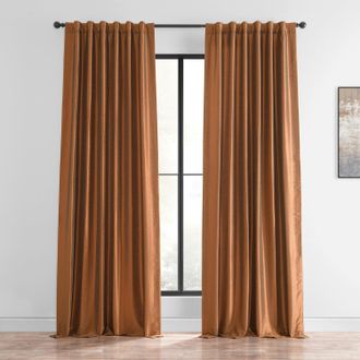 Half Price Drapes Raumverdunkelungsvorhänge für Schlafzimmer, Vintage, strukturierte Kunstdupioni-Seide, Vorhänge für Wohnzimmer (1 Panel), 127 x 213 cm, Kupferkessel