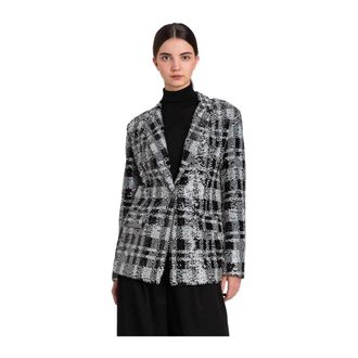 Twinset Sequin Check Blazer - - Jackets - Damen - Grau - L