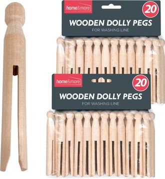 Sol Republic 40 St&uuml;ck Holz W&auml;scheklammern | Naturfarbene Holzklammern f&uuml;r W&auml;scheleine | Holzklammern Stark