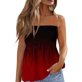 Generic Blouse Femme Chic Et &Eacute;l&eacute;gant Tshirt One Piece Tube Tops for Women,Sexy Sexy Off Shoulder Print Sleeveless T-Shirt(T-Shirt sans Manches &Agrave;(2-Vin,M)