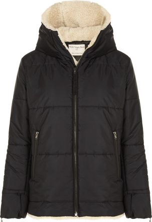 Will&rsquo;s Vegan Store Damen vegan Puffer Veganes Lammfell Schwarz & Creme