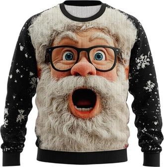 Generic Sweats pour homme en tricot côtelé, imprimé graphique 3D, col rond, décontracté, vacances, pull à manches longues, sweat-shirt décontracté à manches l