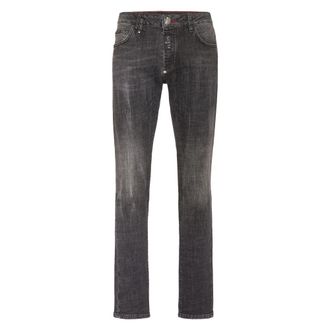 Philipp Plein Hexagon Denim Hose mit Logo-Label - - Jeans - Herren - Grau - W33