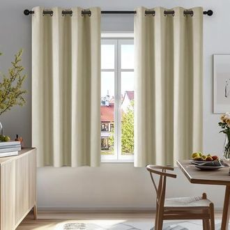 Deconovo Rideaux Occultants Isolant Thermique Anti Froid, Design Moderne &agrave; Oeillets, Rideaux pour Salon et Chambre, 117x138 CM (Largeur x Hauteur), Beige Fonc&eacute;