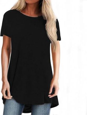 Generic Joli t-shirt tunique pour femme 2025 d&eacute;contract&eacute; pour entra&icirc;nement d&eacute;t&eacute; - T-shirts amples tendance &agrave; manches raglan - Coupe ample - T-shirt vintage &agrave; 