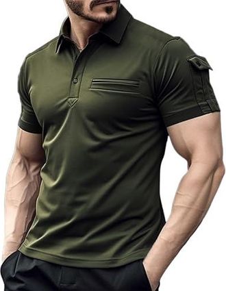 Generic T-shirts de course &agrave; pied pour homme - T-shirt dentra&icirc;nement &agrave; col confortable &agrave; manches courtes - T-shirt de sport &agrave; s&eacute;chage multiple, Vert, 3XL