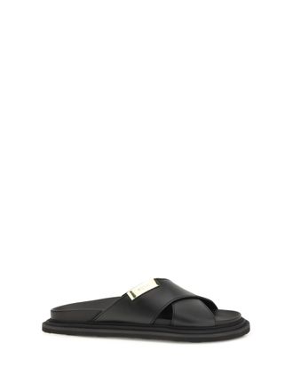 Moschino Mens Leather Sandals Black Calf