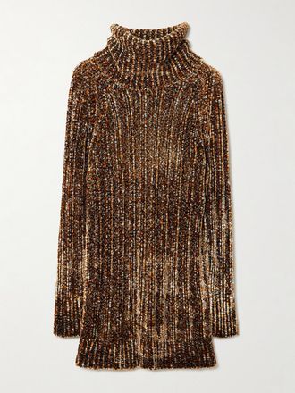 Dries Van Noten Pull À Col Montant En Chenille - Marron