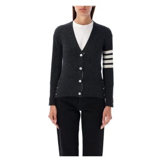 Thom Browne Dunkelgrauer Cashmere V-Ausschnitt Cardigan - - Knitwear - Damen - Grau - L
