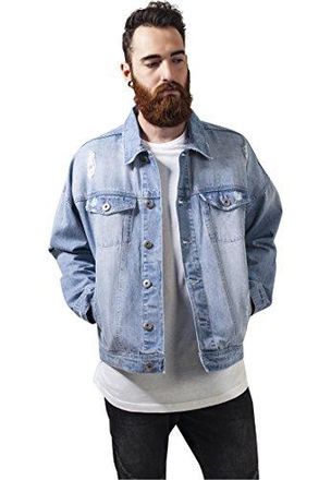 Urban Classics Veste en Denim côtelé, Bleu (Bleached 00014), M Homme