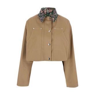 Msgm Msgm, Femme, Vestes, Beige, Taille: 38 FR Veste Courte en Gabardine de Coton
