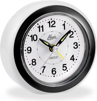 Atlanta Mocassin Wecker ohne Ticken mit Licht Obenabsteller Quarz Rund - 2197/7 (Schwarz)