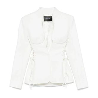 MUGLER Femme, Vestes, Blanc, Taille: 42 FR Veste en Dentelle Neige