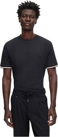 BOSS Herren Thompson 04 T-Shirt aus Baumwoll-Jersey mit Signature-Streifen an den Bündchen Schwarz001 M