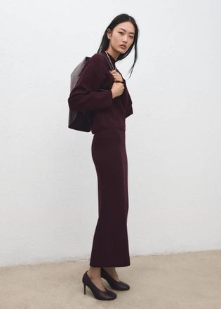 Mango Jupe crayon en maille lie de vin - Femme - XS - MANGO