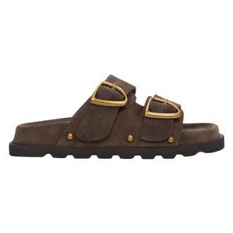Estro & Luminara Femme, Chaussures, Brun, Taille: 36 EU Velour Slide Sandal
