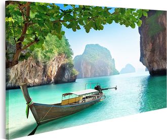 Islandburner Prime Bild auf Leinwand Boot Strand Insel Krabi Provinz Thailand Wandbild Poster Leinwandbild GCVW
