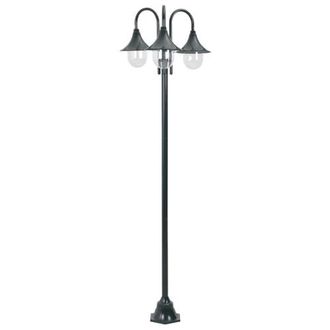 vidaXL Lampadaire de Jardin E27 220cm Aluminium 3 Lanternes Vert Fonc&eacute; Lampe