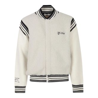 Off-white Script Logo Strick Bomberjacke - - Jackets - Herren - Grau - S