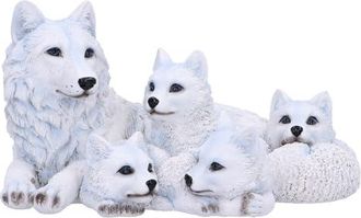Nemesis Now Welpen-Schutzfigur, 20,5 cm, Harz, wei&szlig;, Wolf-Babys und Mutter, wei&szlig;er Wolf, Mutter, Familie, Ornament, Sammlerst&uuml;ck, Wolf Geschenkware, gegossen aus 